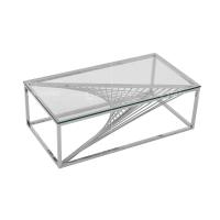 China Stable Metal Coffee Table 51x28x30inch Tempered Glass Coffee Table for sale