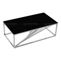 China Stable Metal Coffee Table 51x28x30inch Tempered Glass Coffee Table for sale