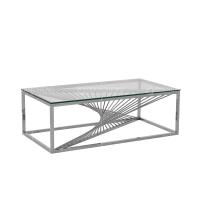 China Stable Metal Coffee Table 51x28x30inch Tempered Glass Coffee Table for sale