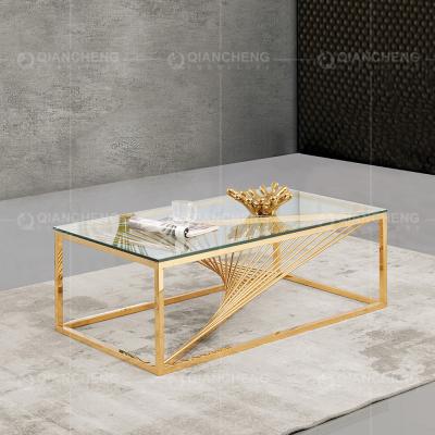 China Stable Metal Coffee Table 51x28x30inch Tempered Glass Coffee Table for sale