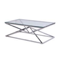 China No Folded 9.5kg Stainless Steel Glass Top Coffee Table For Living Room for sale