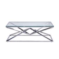 China No Folded 9.5kg Stainless Steel Glass Top Coffee Table For Living Room for sale