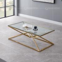 China No Folded 9.5kg Stainless Steel Glass Top Coffee Table For Living Room for sale