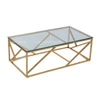 China Rectangle 130x70x45cm SS Coffee Table Scratch Resistance Tempered Glass Top for sale