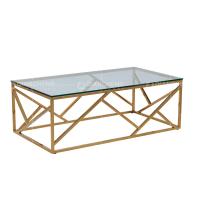 China Rectangle 130x70x45cm SS Coffee Table Scratch Resistance Tempered Glass Top for sale