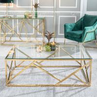 China Rectangle 130x70x45cm SS Coffee Table Scratch Resistance Tempered Glass Top for sale