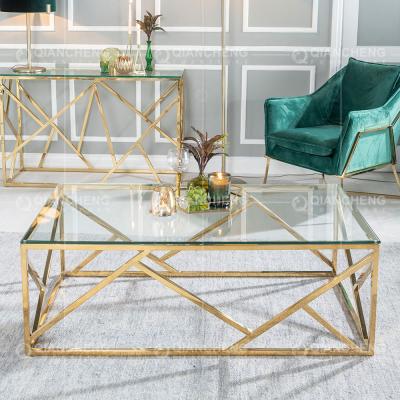 China Rectangle 130x70x45cm SS Coffee Table Scratch Resistance Tempered Glass Top for sale