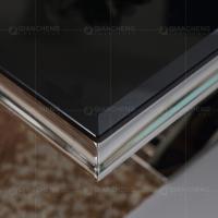China 130x70x45cm Black Glass Top Coffee Table For Living Room Long Lasting Wear for sale