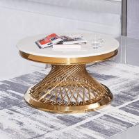 China Qiancheng Marble Top Coffee Table Dia 90x50cm High Gloss Round Coffee Table for sale