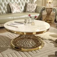 China Qiancheng Marble Top Coffee Table Dia 90x50cm High Gloss Round Coffee Table for sale