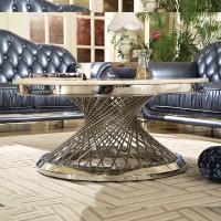 China Qiancheng Marble Top Coffee Table Dia 90x50cm High Gloss Round Coffee Table for sale