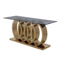 China Brown Marble Top 201 304 SS Console Table Furniture for Living Room for sale