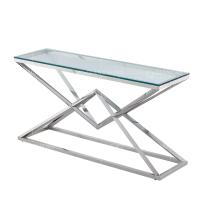 China Clear Glass 151x40x75.5cm Stainless Steel Console Table French Style Console Table for sale