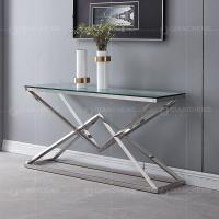 China Clear Glass 151x40x75.5cm Stainless Steel Console Table French Style Console Table for sale