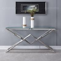 China Clear Glass 151x40x75.5cm Stainless Steel Console Table French Style Console Table for sale