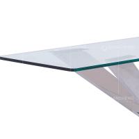 China Qiancheng Glass Transparent Console Table Mirrored Chrome Stainless Steel Sofa Table for sale