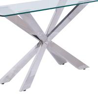 China Qiancheng Glass Transparent Console Table Mirrored Chrome Stainless Steel Sofa Table for sale
