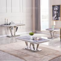 China Mirror Silver 60cmx60cmx55cm Stainless Steel Side Tables Marble Top Square Shape for sale
