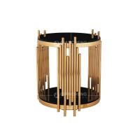 China small round 60cm Furniture Side Table Stainless Steel frame black top for sale