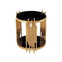 China small round 60cm Furniture Side Table Stainless Steel frame black top for sale