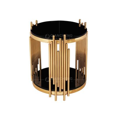 China small round 60cm Furniture Side Table Stainless Steel frame black top for sale