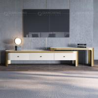 China Popular style Marble Top Metal Frame TV Stand 83kg Polished Grey Color for sale