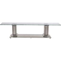 China Modern 201 Stainless Steel TV Stand No Folded With 15mm Tempered Glass Top for sale