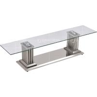 China Modern 201 Stainless Steel TV Stand No Folded With 15mm Tempered Glass Top for sale