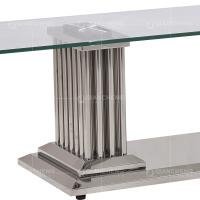 China Modern 201 Stainless Steel TV Stand No Folded With 15mm Tempered Glass Top for sale