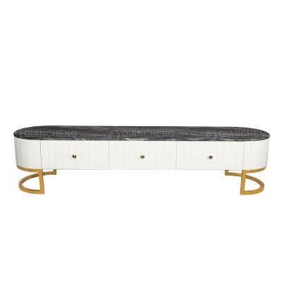 China High Gloss Stainless Steel TV Stand With Drawers Mirror Brushed Finish for sale