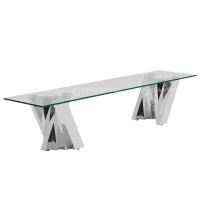 China Clear 12mm Stainless Steel TV Stand Tempered Glass Top Living Room Furniture for sale