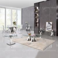 China Clear 12mm Stainless Steel TV Stand Tempered Glass Top Living Room Furniture for sale