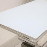 China Flower Base 160x90x75cm SS Dining Tables 6 Seater White Glass Top for sale