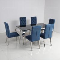 China 12mm Tempered Glass Dining Table 6 Chairs Stainless Steel Legs for sale