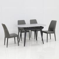 China Round 105kg Extendable Dining Room Table Sets Sintered Stone Dining Table for sale