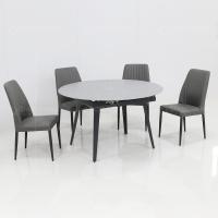 China Round 105kg Extendable Dining Room Table Sets Sintered Stone Dining Table for sale