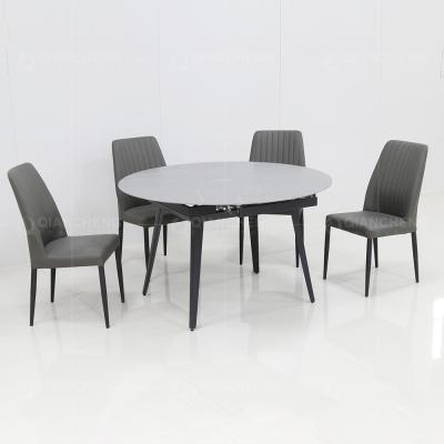 China Round 105kg Extendable Dining Room Table Sets Sintered Stone Dining Table for sale