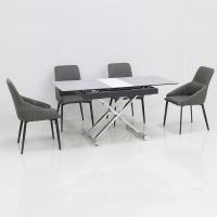 China Rectangular Maxload 200kg SS Steel Furniture Extendable Dining Table Set for sale