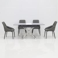 China Rectangular Maxload 200kg SS Steel Furniture Extendable Dining Table Set for sale