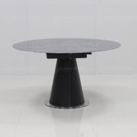 China Black Round 100kg Metal Leg Furniture Sintered Stone Extension Dining Table for sale