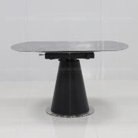 China Black Round 100kg Metal Leg Furniture Sintered Stone Extension Dining Table for sale