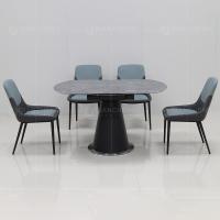 China Black Round 100kg Metal Leg Furniture Sintered Stone Extension Dining Table for sale