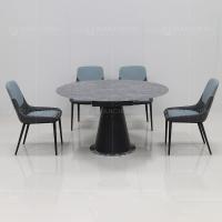 China Black Round 100kg Metal Leg Furniture Sintered Stone Extension Dining Table for sale
