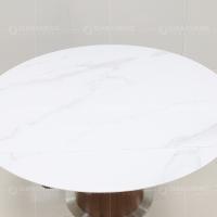 China Hotel Restaurant SS Steel Furniture White Stone Round Extendable Dining Table for sale