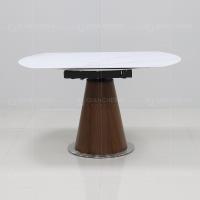 China Hotel Restaurant SS Steel Furniture White Stone Round Extendable Dining Table for sale