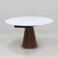 China Hotel Restaurant SS Steel Furniture White Stone Round Extendable Dining Table for sale