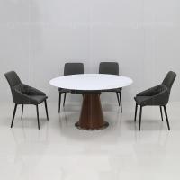 China Hotel Restaurant SS Steel Furniture White Stone Round Extendable Dining Table for sale