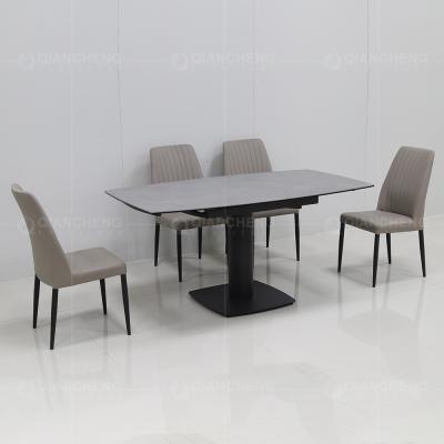 China Extending 1.16CBM Rectangle Dining Table Set Rectangle Sintered Stone top for sale
