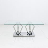 China Rectangle Glass Top Home Coffee Table With Stainless Steel Leg for sale