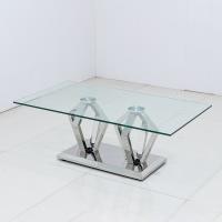 China Rectangle Glass Top Home Coffee Table With Stainless Steel Leg for sale